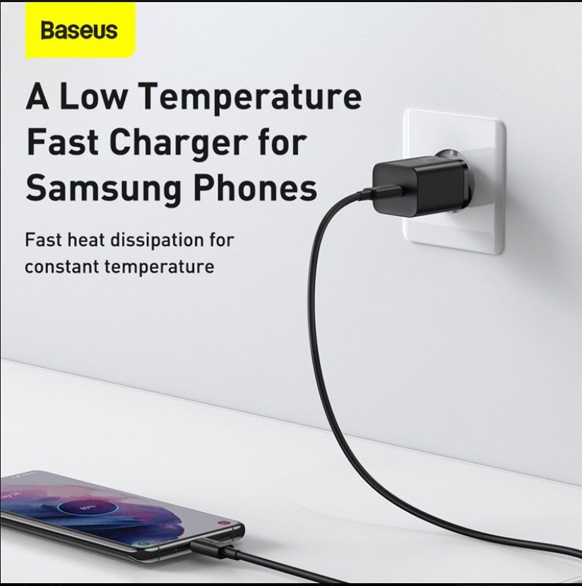 Baseus Charger 25W Super Si Quick Adapter 1C EU Sets Black With Type-C ...