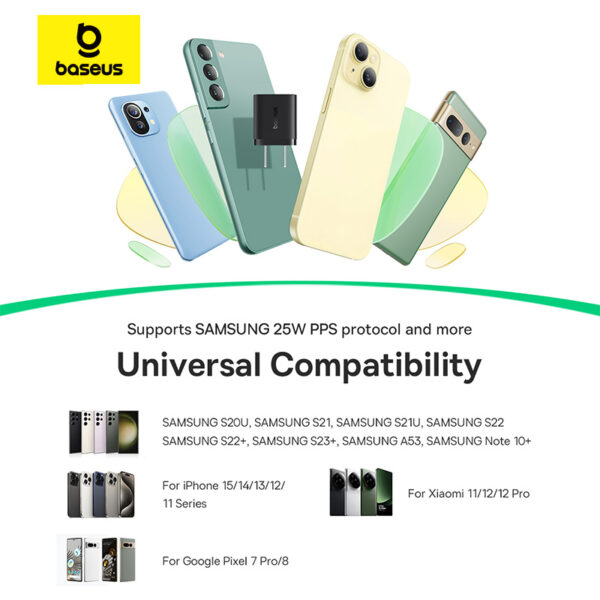 Baseus 25W Charger For Samsung Google Pixel Iphone 15 Series